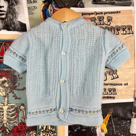 Vintage Baby Kids 1960s-70s Light Blue Renzo Italy Kn… - Gem