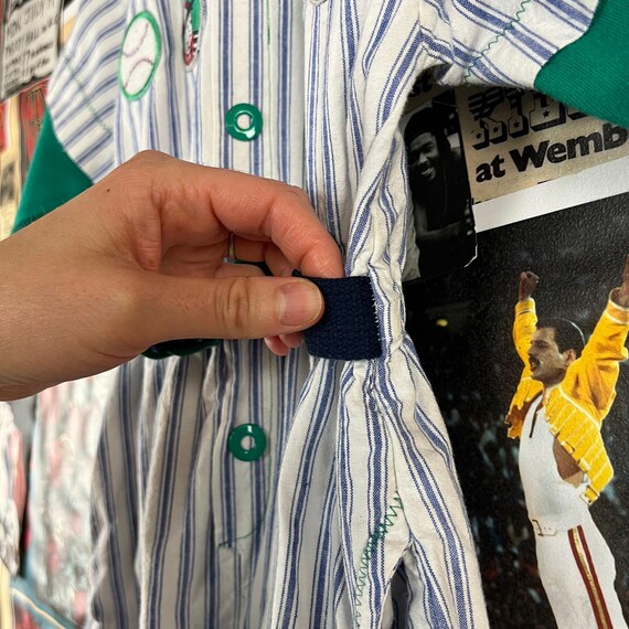 Vintage Baby Boy Kids 90s Baseball Pinstripe Collared… - Gem