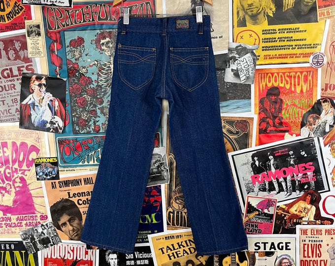 Vintage Kids Boys 70s-80s Blue Denim Sears Toughskins Bootcut Jeans ...