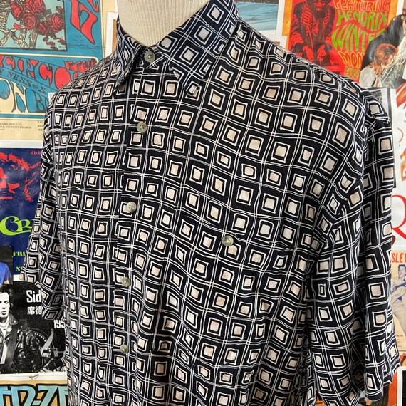 Mens Vintage 80s-90s Mod Block Print Campia Moda Rayo… - Gem