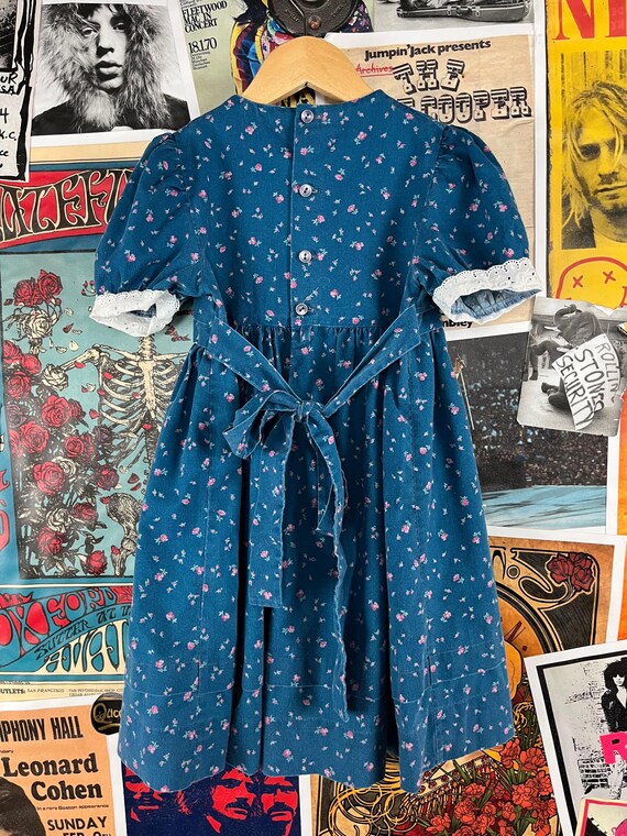 Vintage Girls Kids 80s Blue Pink & White Tiny Floral … - Gem