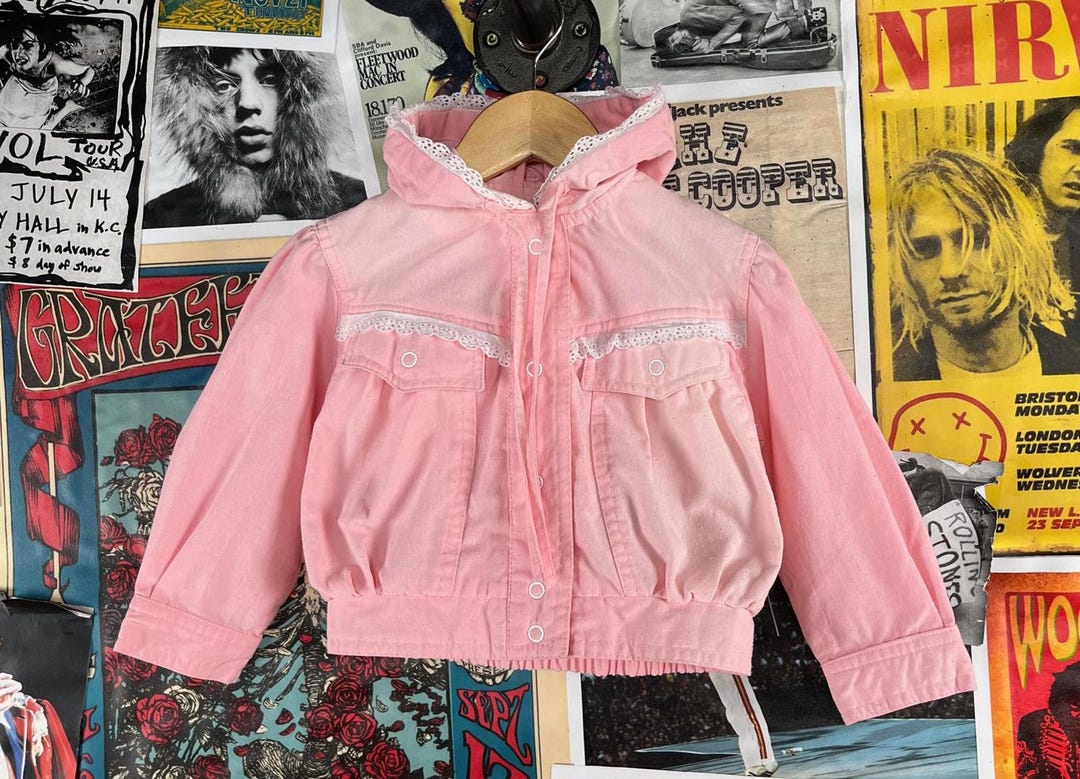 Vintage Toddler Girls Kids 80s-90s Pastel Pink White Eyelet Lace Trim ...