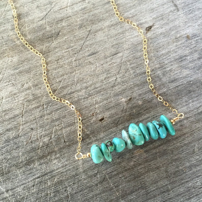 Turquoise Chip Necklace Turquoise Necklace Turquoise Bar | Etsy