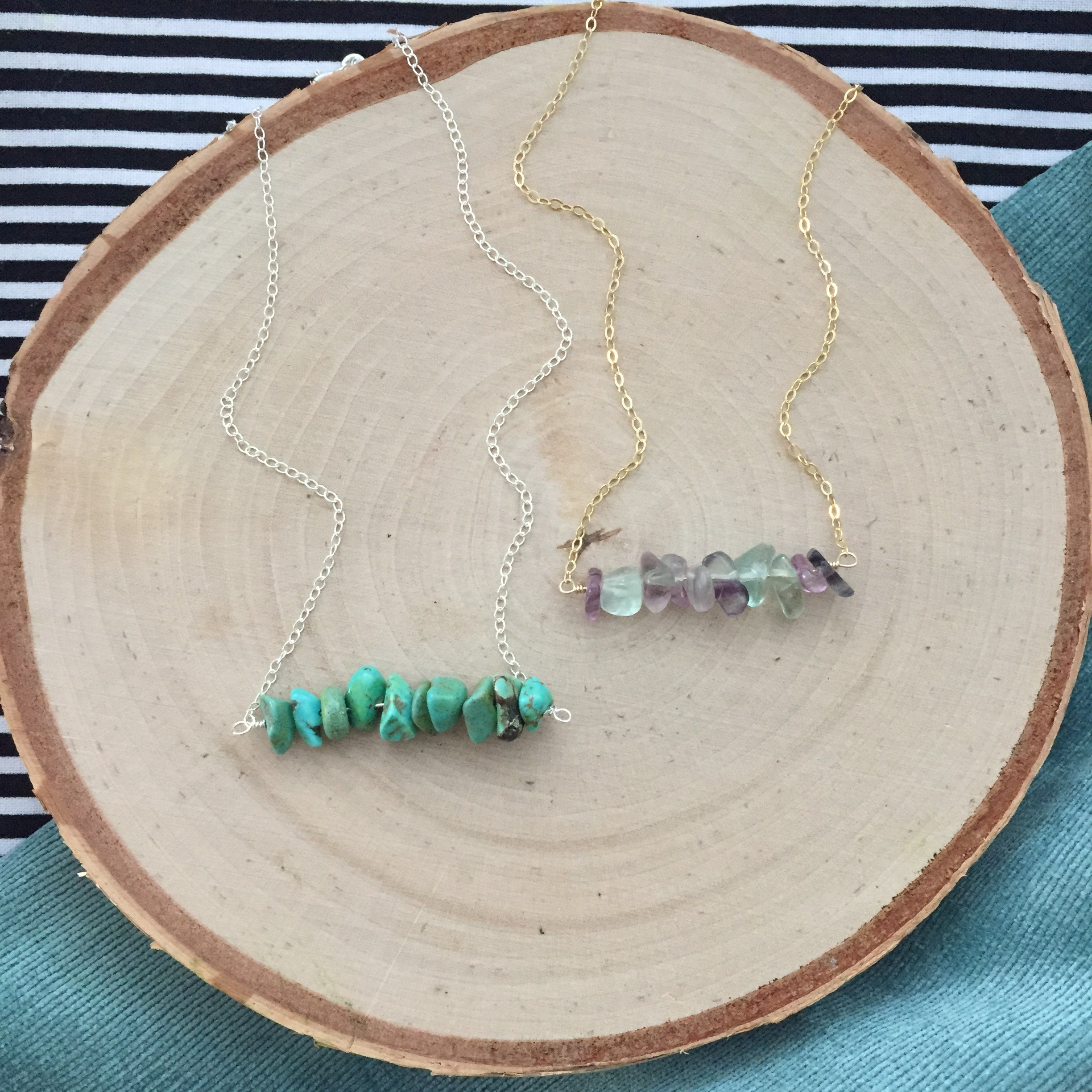 Turquoise Chip Necklace Turquoise Necklace Turquoise Bar - Etsy UK
