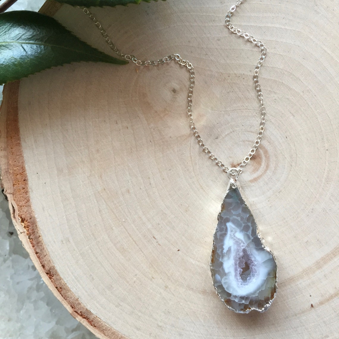 Mini Electroplated Agate Necklace Geode Necklace Geode - Etsy