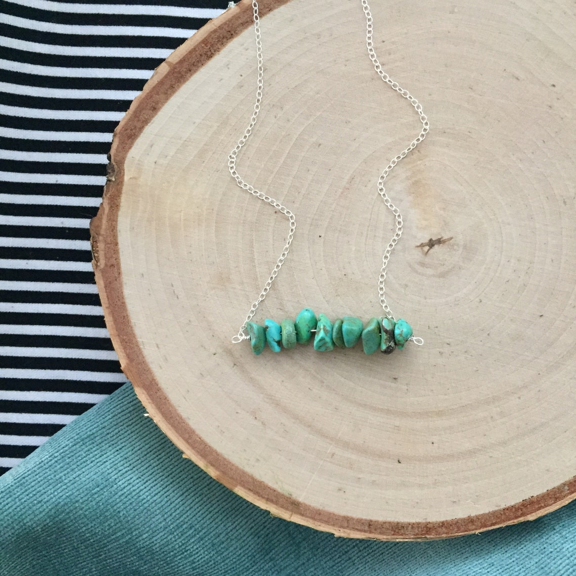 Turquoise Chip Necklace Turquoise Necklace Turquoise Bar - Etsy UK