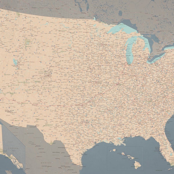 Usa Map Poster - Etsy