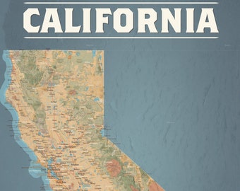 California State Wall Map Large Print Poster 24x30 - Etsy