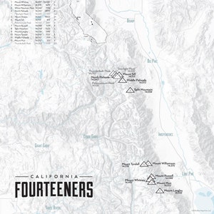 California 14ers Map 11x14 Print - Etsy