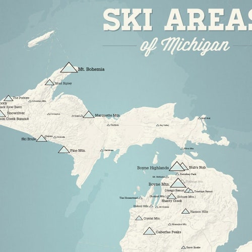 Michigan Ski Resorts Map 18x24 Poster - Etsy