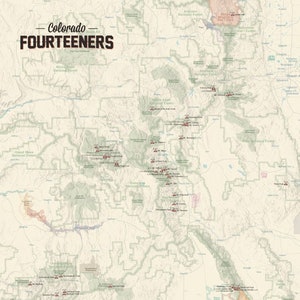 58 Colorado 14ers Map 18x24 Poster - Etsy