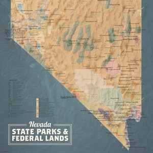 Nevada State Parks & Federal Lands Map 18x24 Poster | Etsy