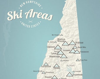 Waterville Map Valley New Hampshire Nh Ski Snowboard Trail Art Print ...