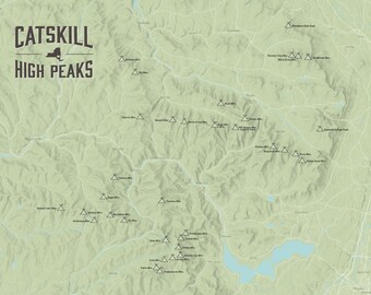Adirondack High Peaks Map 11x14 Print | Etsy