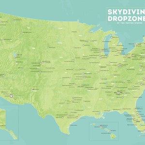 US Skydiving Dropzones Map 24x36 Poster - Etsy