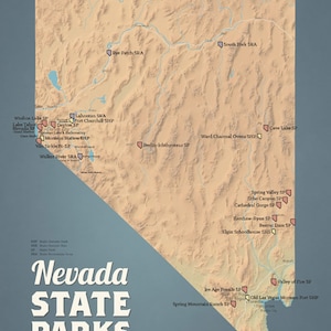 Nevada State Parks Map 11x14 Print - Etsy