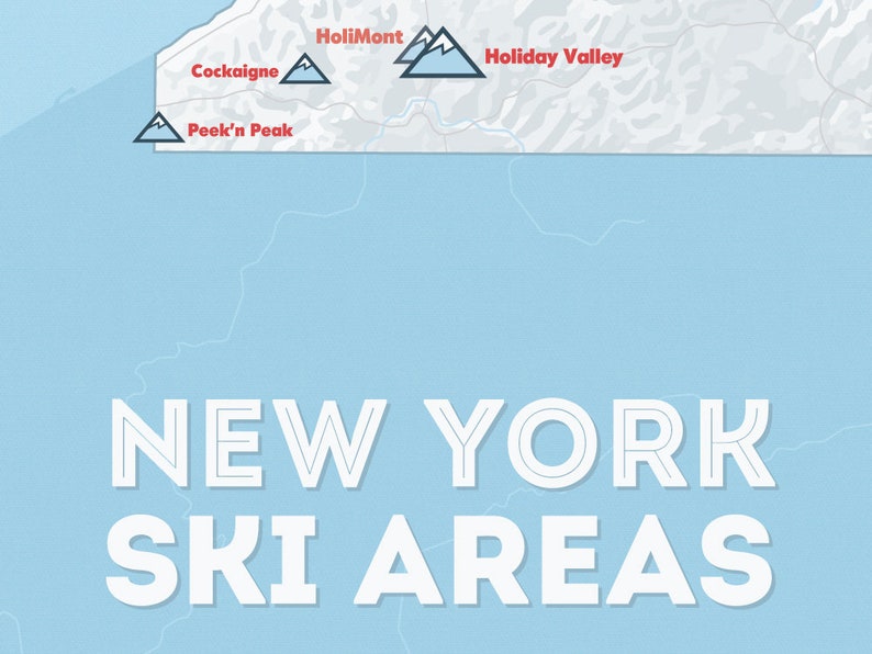 New York Ski Resorts Map 18x24 Poster - Etsy