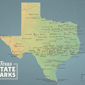 Texas State Parks Map 11x14 Print - Etsy