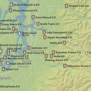 Washington State Parks Map 18x24 Poster - Etsy
