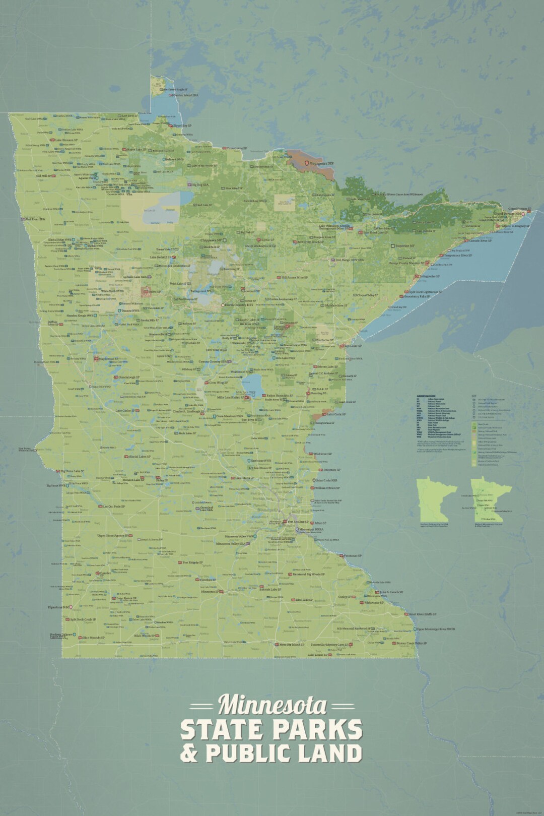 Minnesota State Parks & Public Land Map 24x36 Poster - Etsy