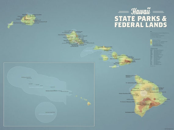 Hawaii State Parks & Federal Lands Map 18x24 Poster - Etsy