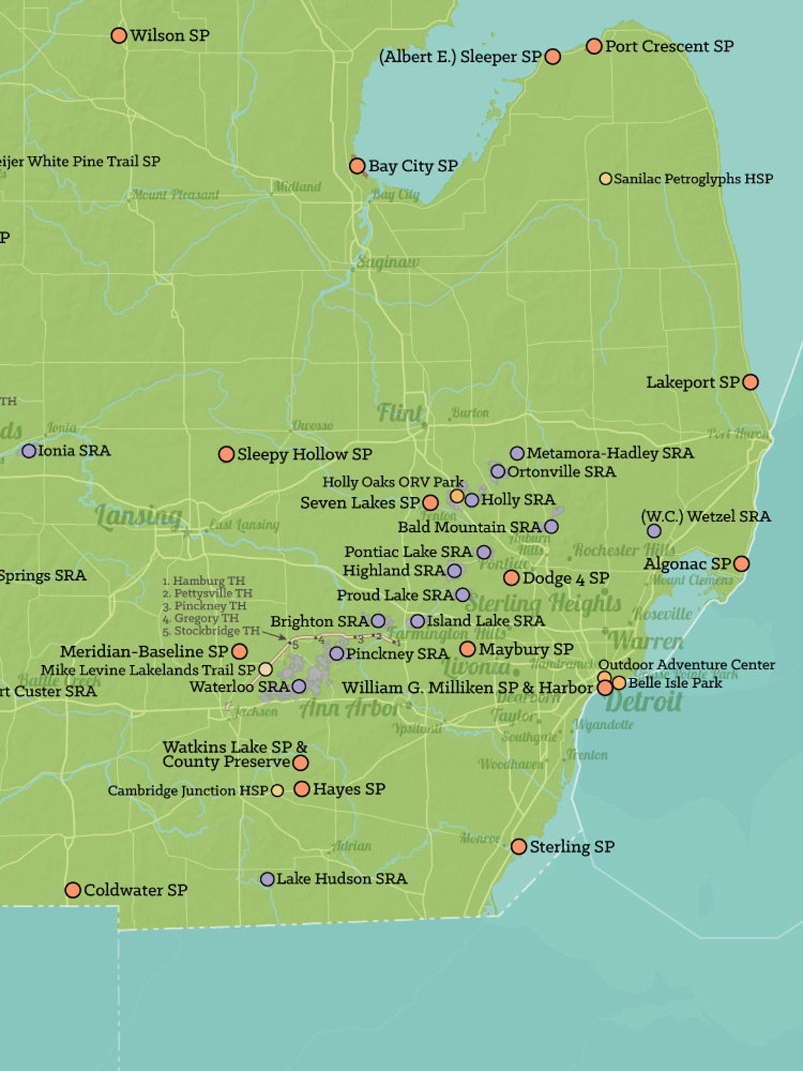 Michigan State Parks Map 18x24 Poster - Etsy