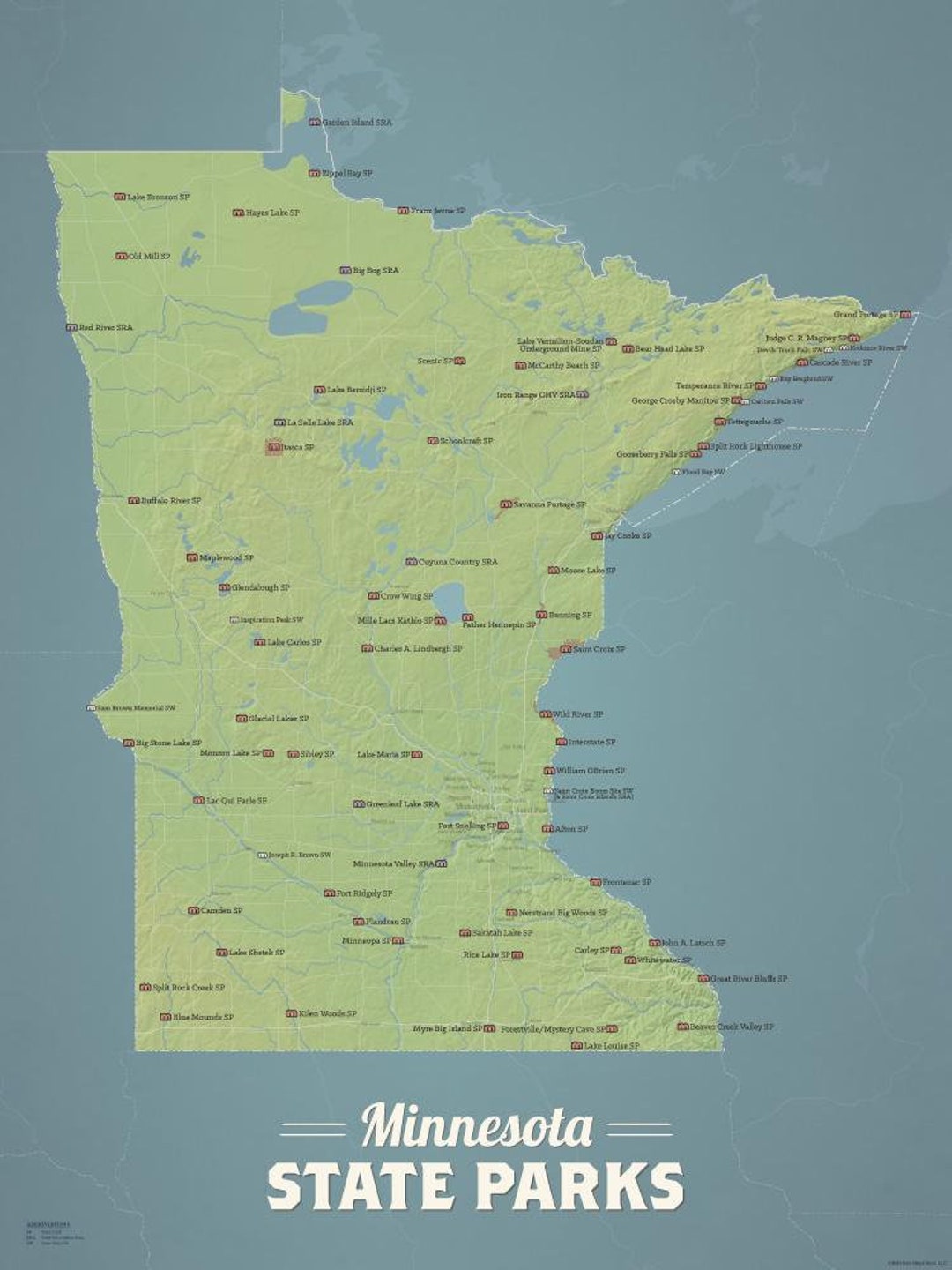 Minnesota State Parks Map 18x24 Poster - Etsy