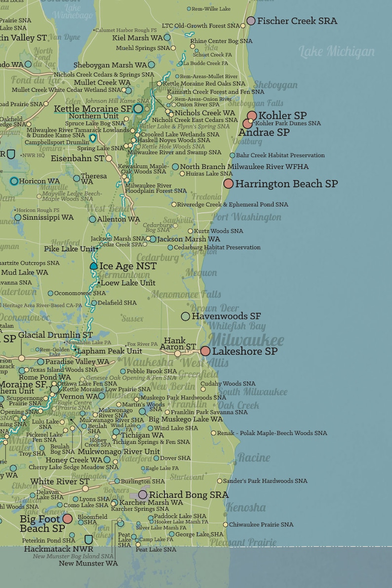 Wisconsin State Parks & Public Lands Map 24x36 Poster - Etsy