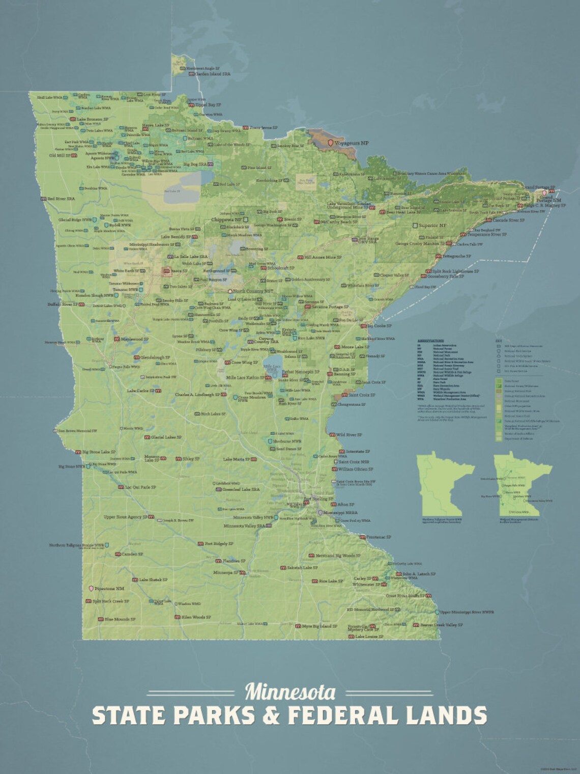 Minnesota State Parks & Federal Lands Map 18x24 Poster | Etsy