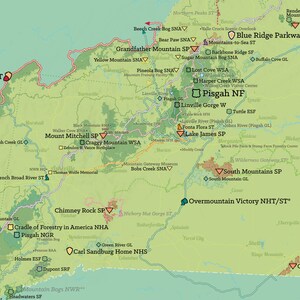 North Carolina State Parks & Federal Land Map 24x36 Poster - Etsy