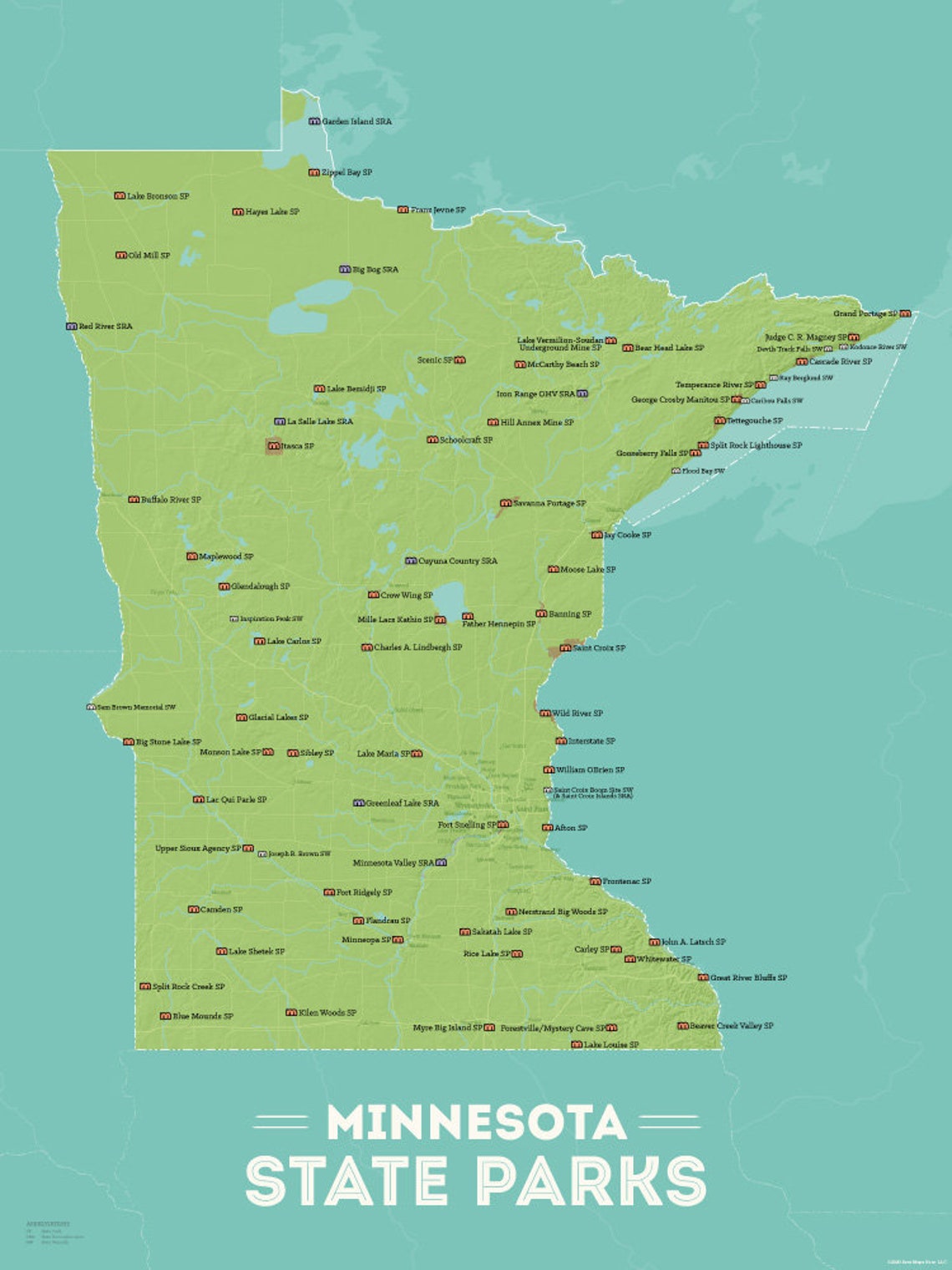 Minnesota State Parks Map 18x24 Poster - Etsy