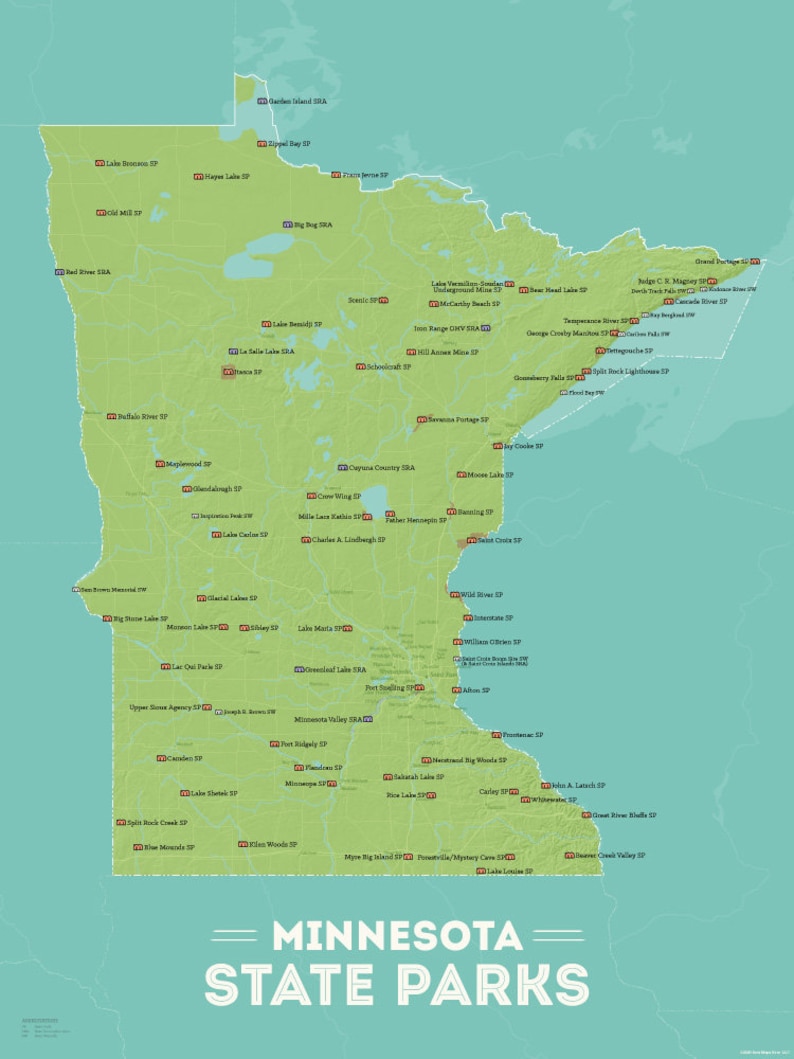 Minnesota State Parks Map 18x24 Poster - Etsy