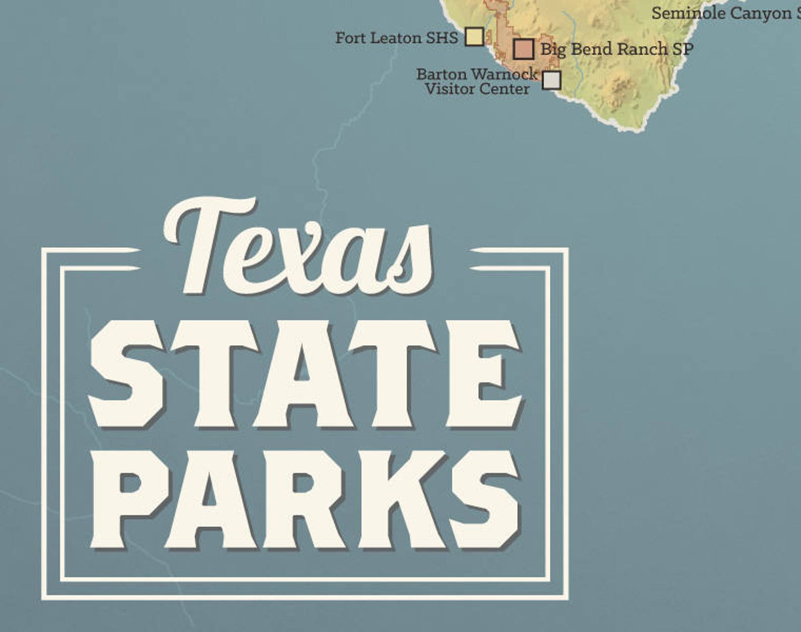 Texas State Parks Map 11x14 Print - Etsy