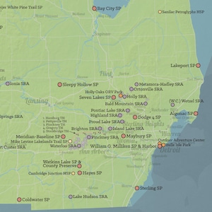 Michigan State Parks Map 18x24 Poster - Etsy