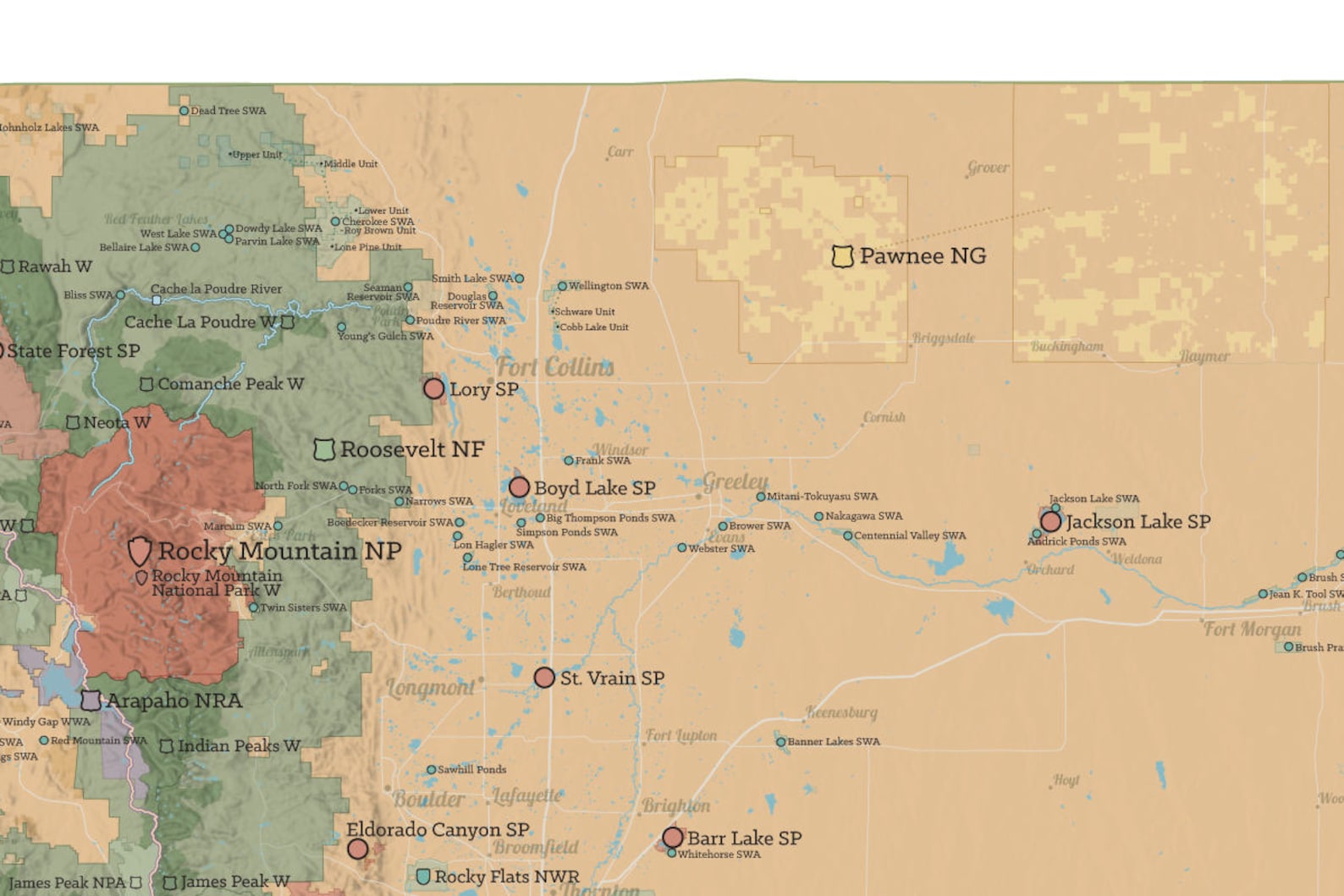 Colorado State Parks & Federal Lands Map 24x36 Poster | Etsy