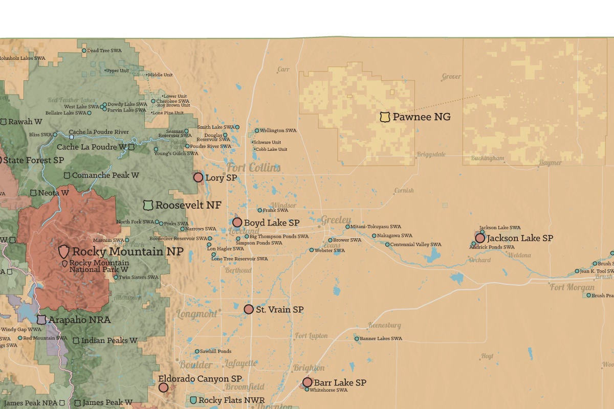 Colorado State Parks & Federal Lands Map 24x36 Poster | Etsy