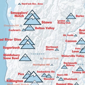 New England Ski Resorts Map 18x24 Poster - Etsy