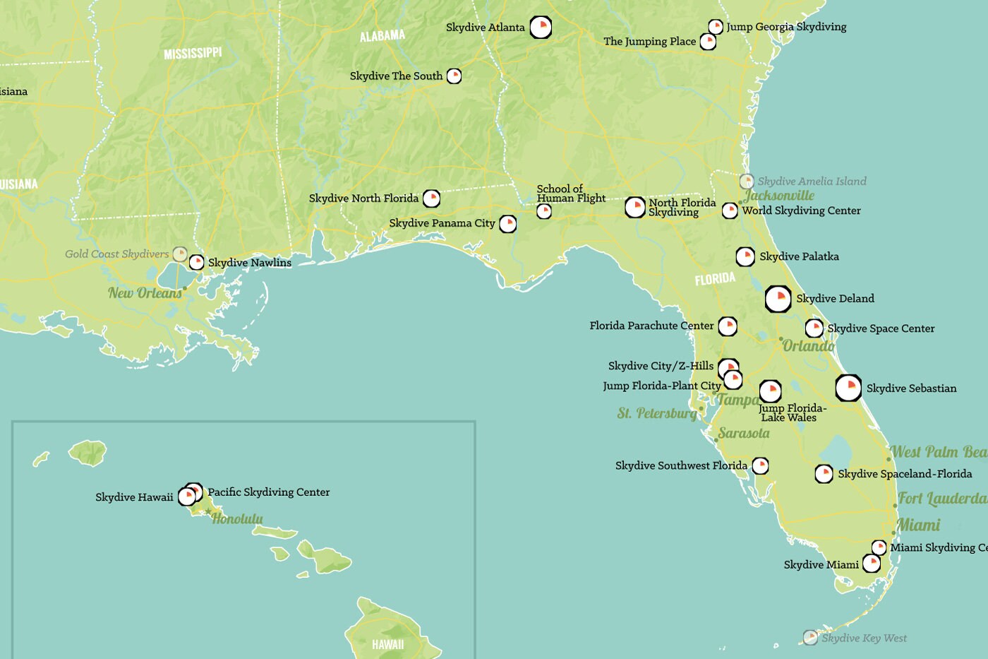US Skydiving Dropzones Map 24x36 Poster - Etsy
