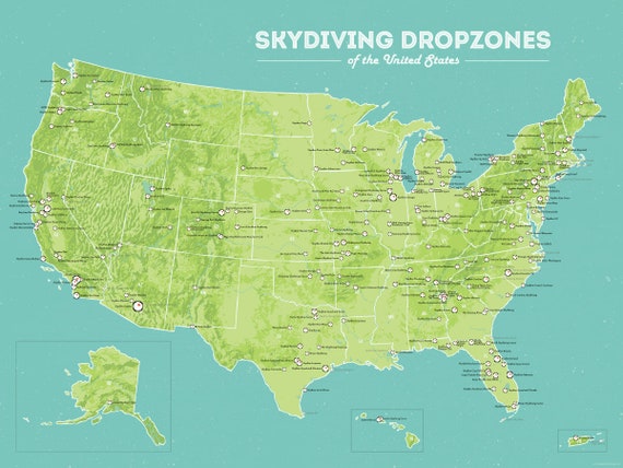 US Skydiving Dropzones Map 18x24 Poster - Etsy