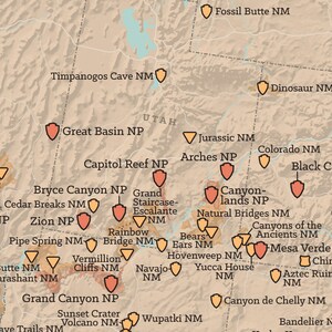 US National Parks & Monuments Map 18x24 Poster - Etsy