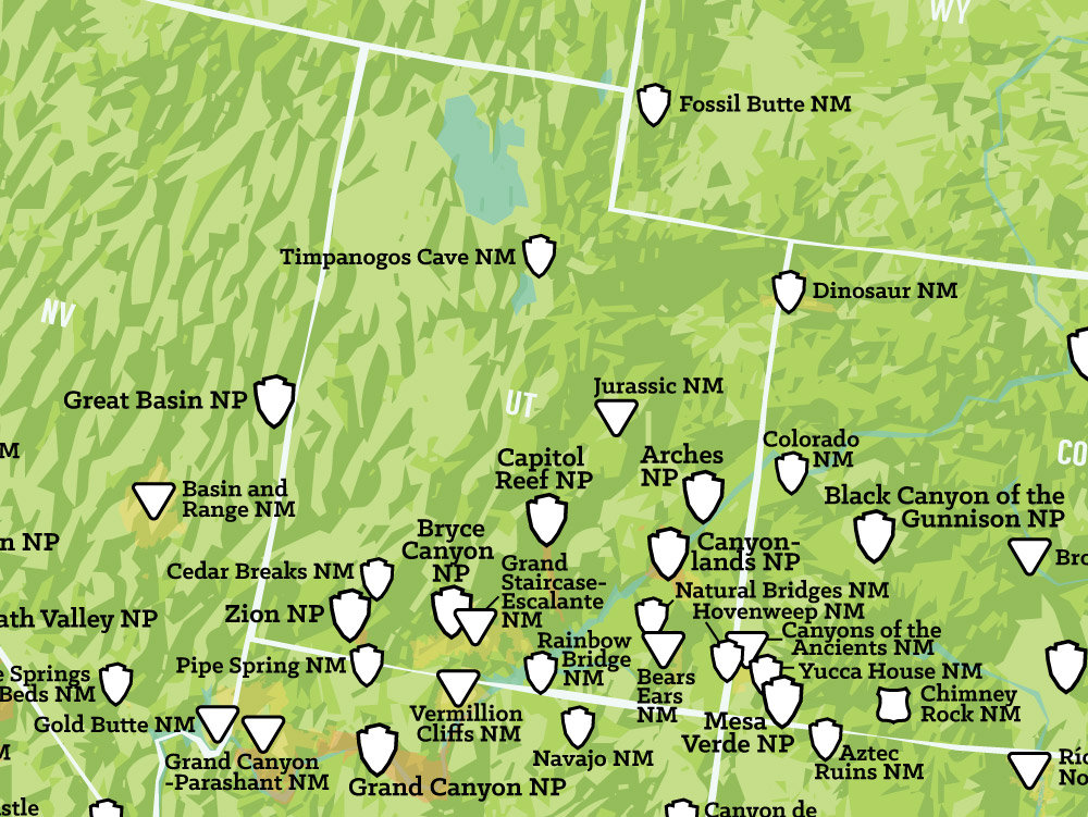 US National Parks & Monuments Map 18x24 Poster - Etsy