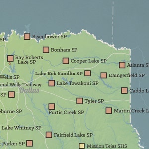 Texas State Parks Map 11x14 Print - Etsy