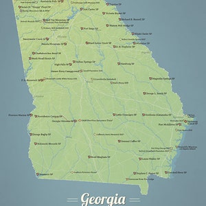 Georgia State Parks Map 11x14 Print - Etsy