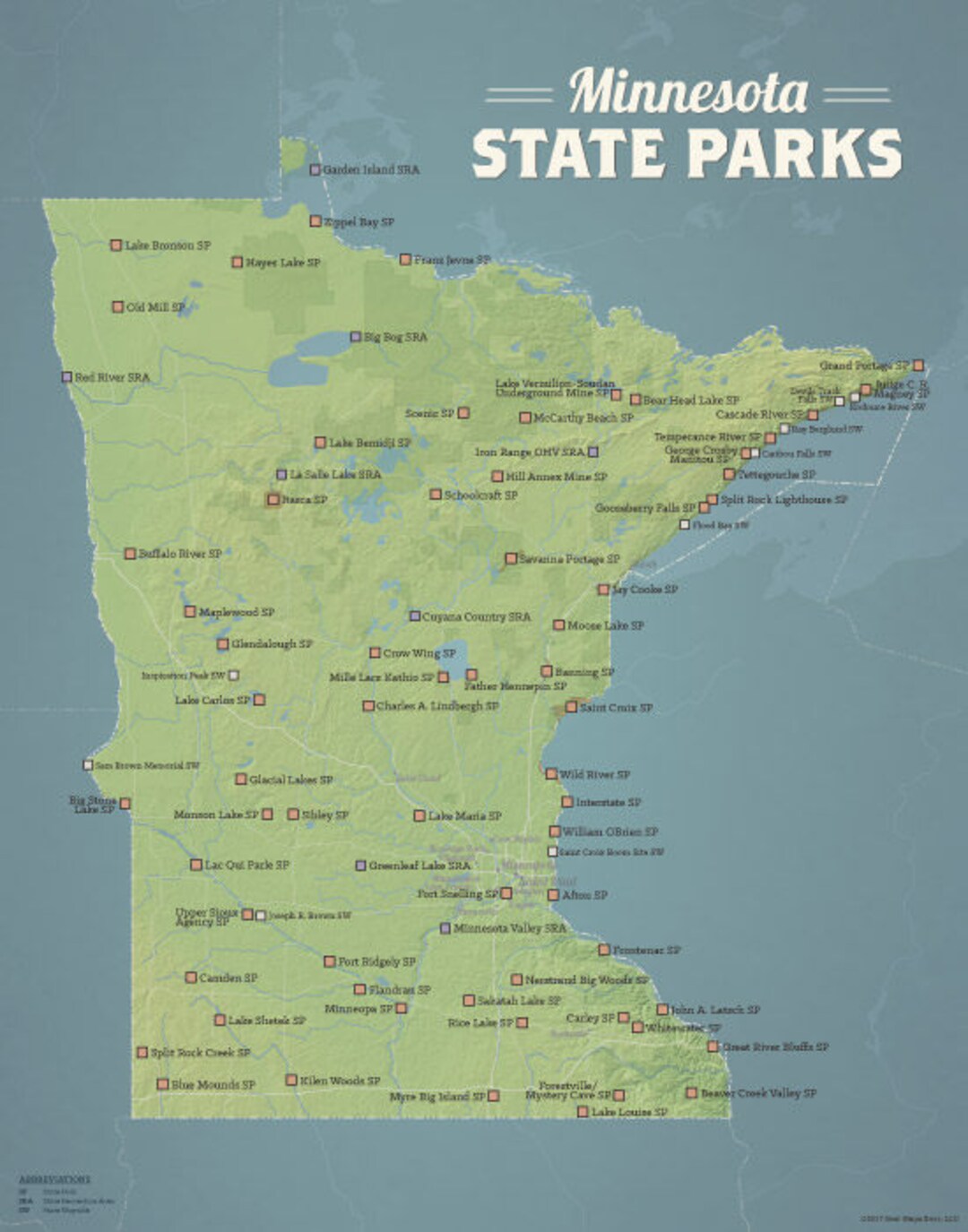 Minnesota State Parks Map 11x14 Print - Etsy