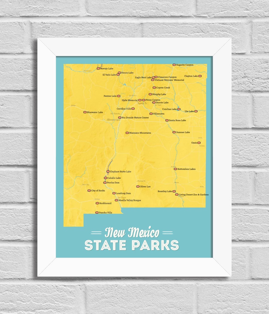 New Mexico State Parks Map 11x14 Print - Etsy