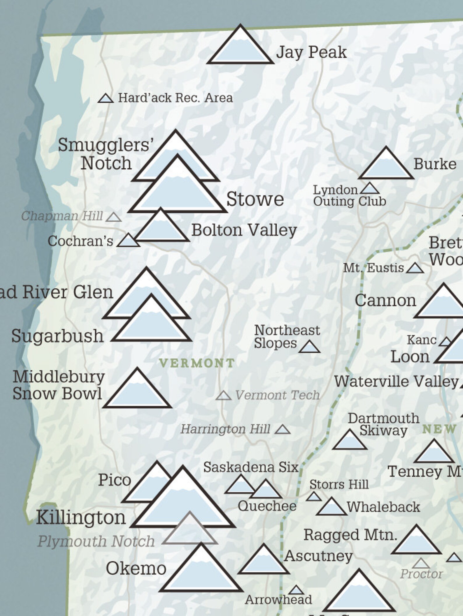 New England Ski Resorts Map 18x24 Poster - Etsy