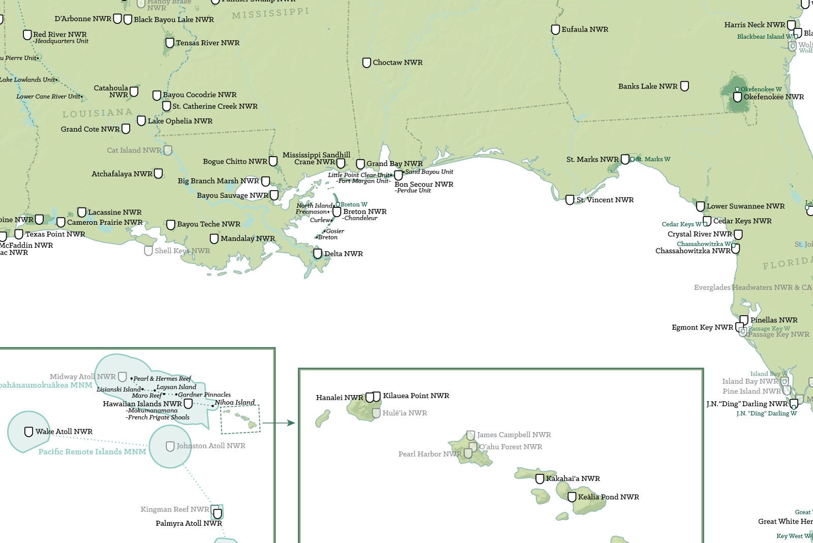 US National Wildlife Refuge System Map 24x36 Poster - Etsy
