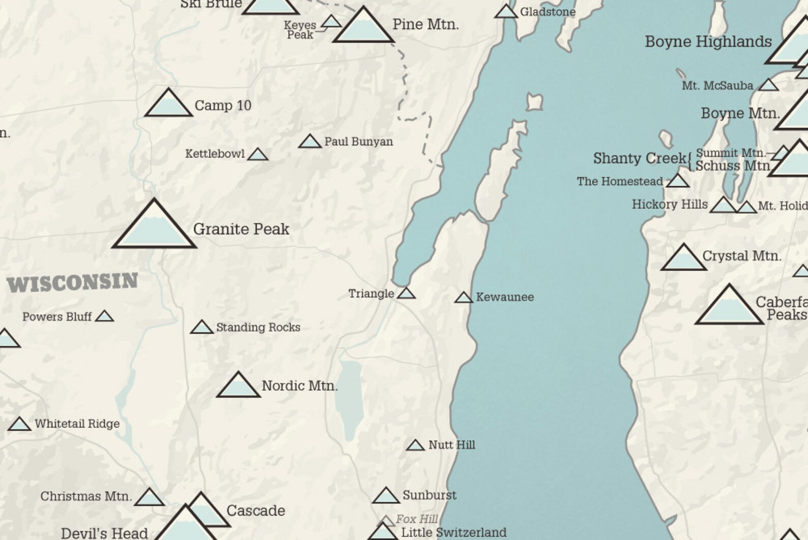 Upper Midwest Ski Resorts Map 24x36 Poster - Etsy