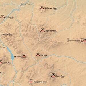 Montana 2000' Prominence Peaks Map 18x24 Poster - Etsy
