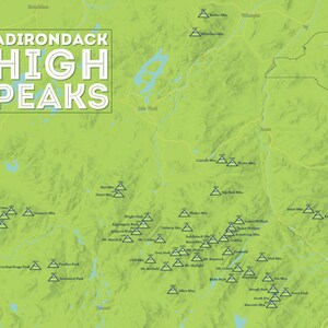 Adirondack High Peaks Map 11x14 Print - Etsy